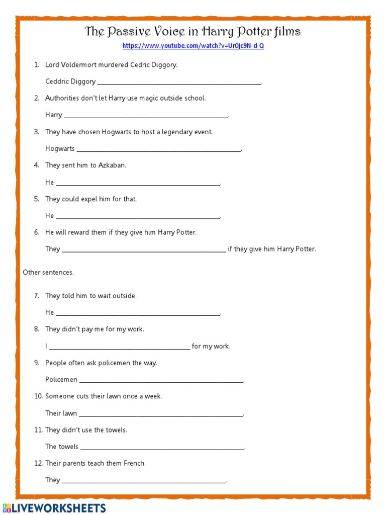 Passive Voice Exercises with Harry Potter | PDF
