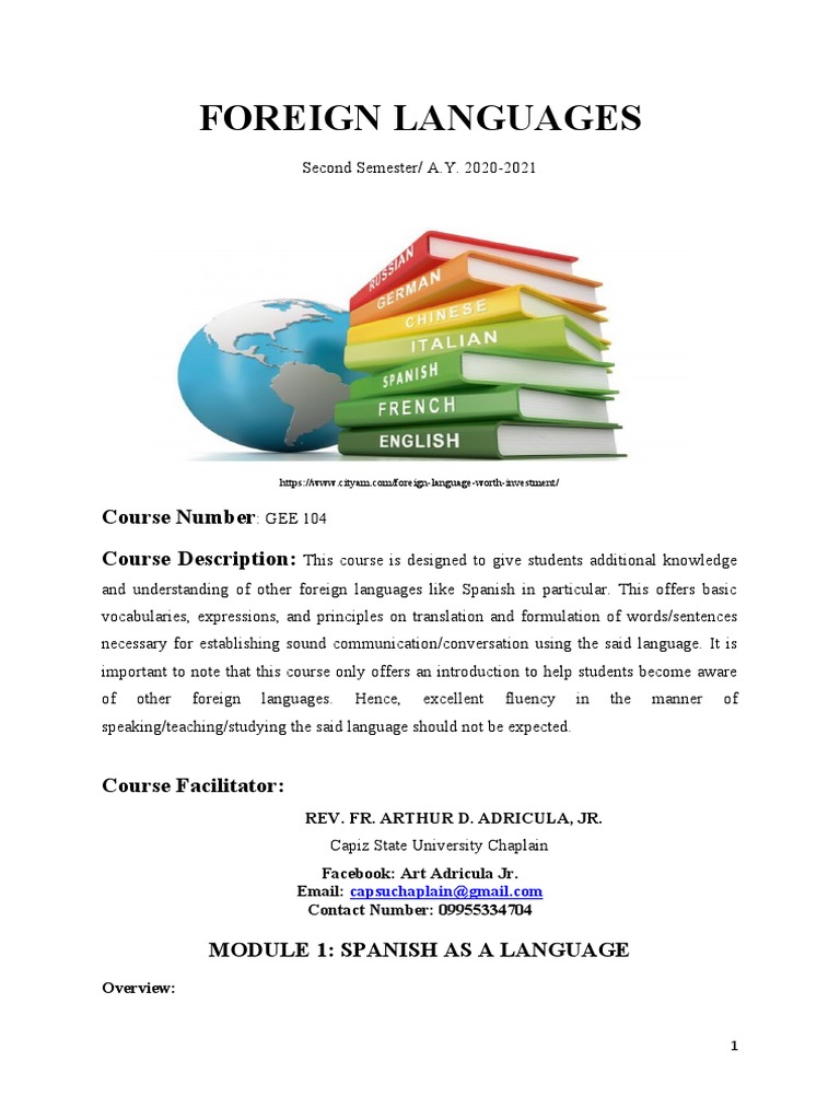 Foreign Language Module 1 | PDF | Grammatical Gender | Linguistics