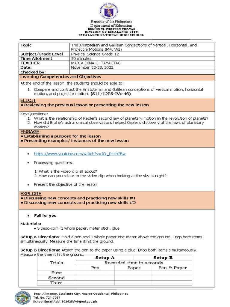 LP Phy Sci Q2-M4 (W2) | PDF | Galileo Galilei | Johannes Kepler