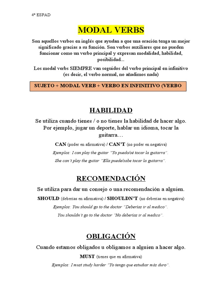 Modal Verbs | PDF | Verbo | Lingüística