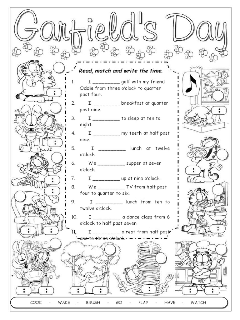 Daily Routine - Garfield's Day | PDF