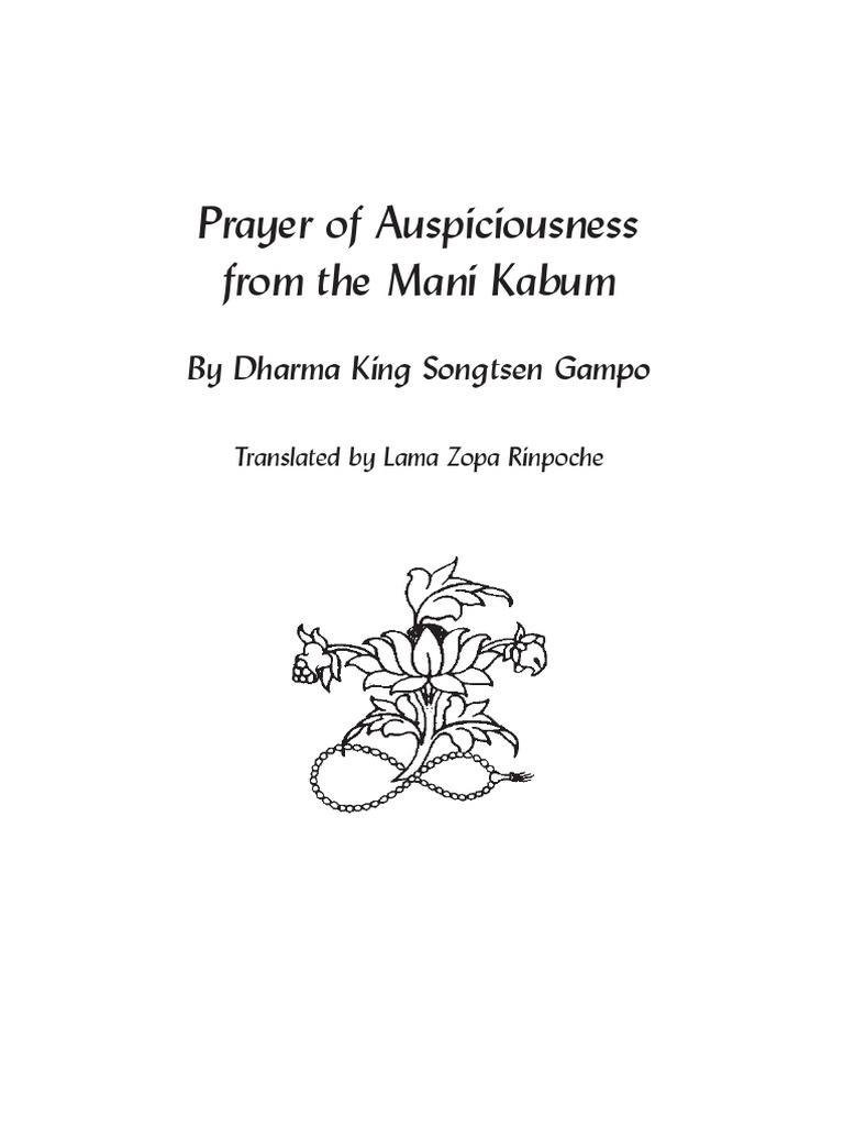 Prayer of Auspicious From Mani Kabum - Dharma King Songtsen Gompo | PDF ...