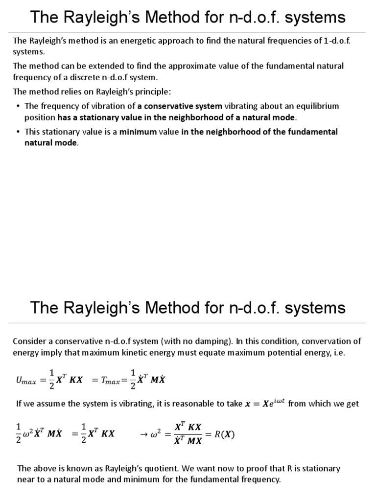 An Introduction to Rayleigh's Method for Approximating the Fundamental ...