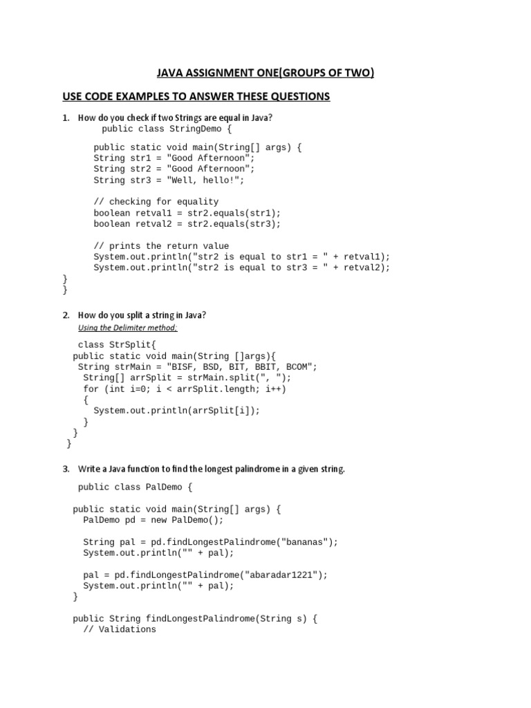 Java Assignment1 Descargar Gratis Pdf String Computer Science Integer Computer Science 0070