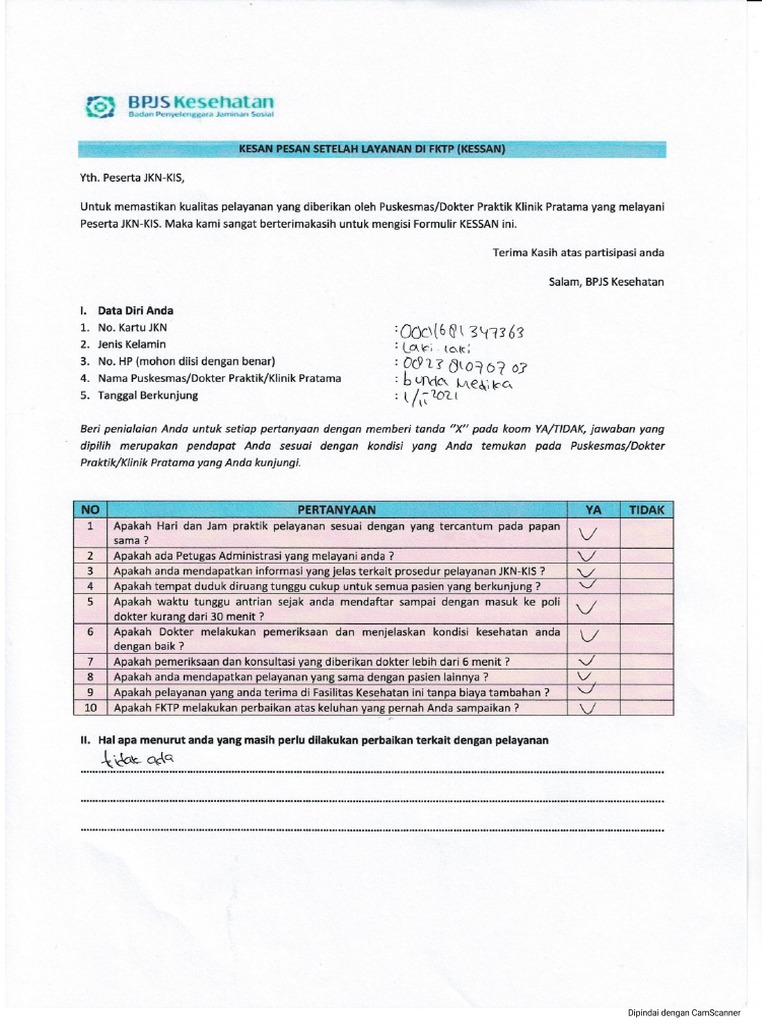 Kesan Pesan BPJS Tanggal 01-11-2021 Sampai 07-11-2021 | PDF