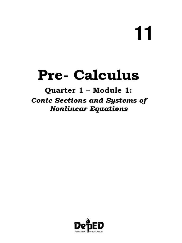 Conic Sections in Pre-Calculus Grade 11 | PDF | Ellipse | Elementary ...
