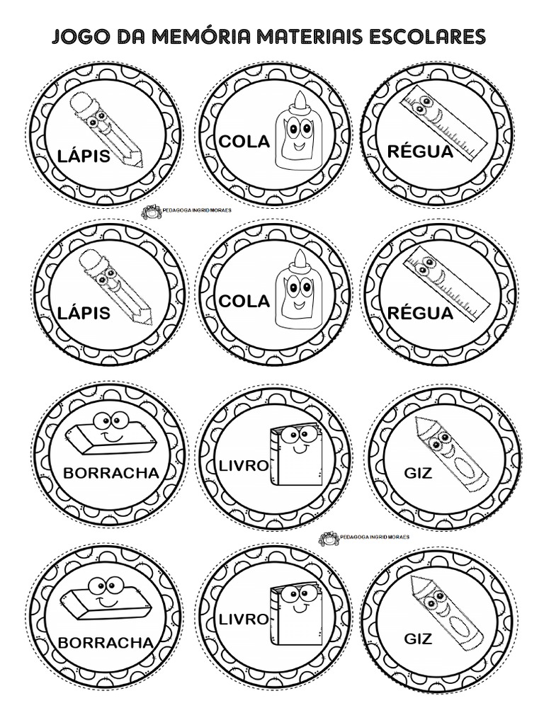 Jogo Da Memória Materiais Escolares | PDF