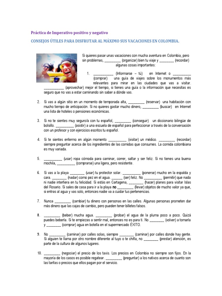 Di A2.4 001 Vacaciones Imperativo Pyn | PDF