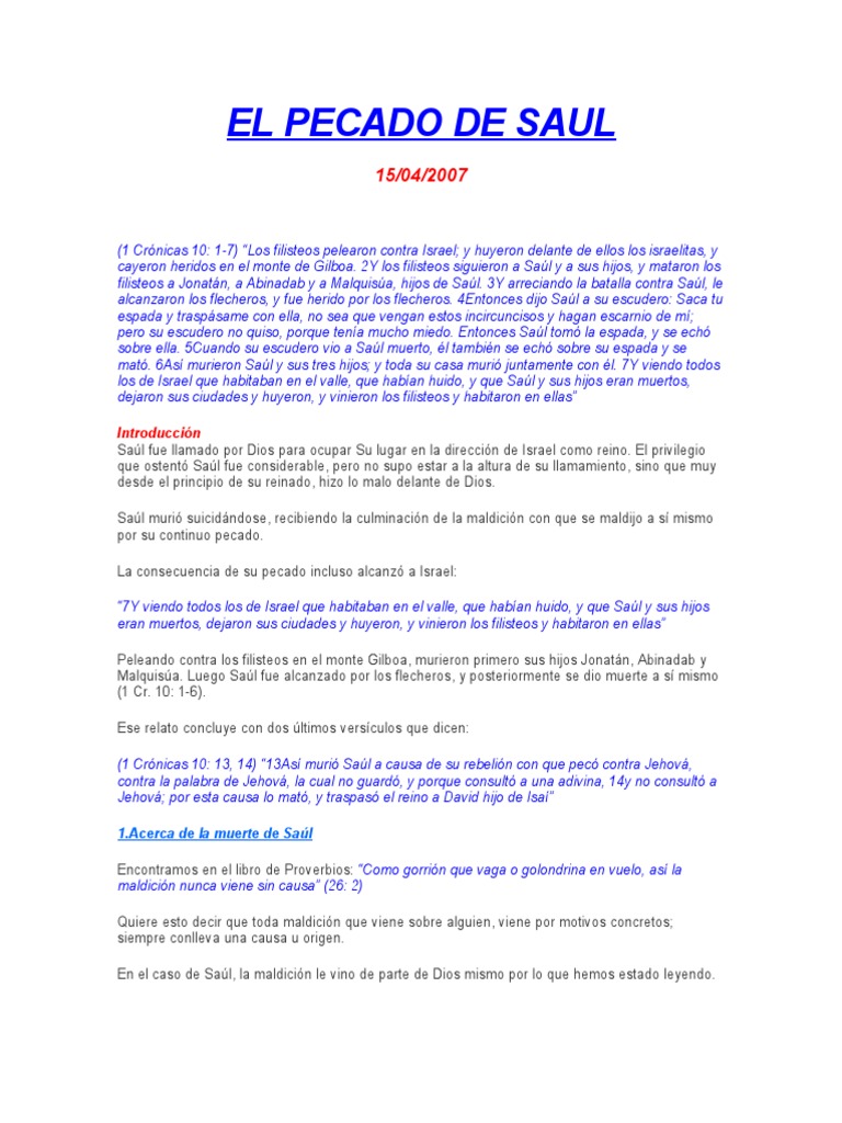 El Pecado de Saul | PDF | Saulo | Dios
