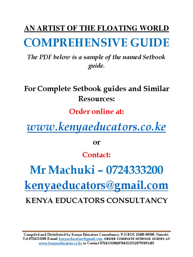 An Artist of The Floating World Guide | PDF