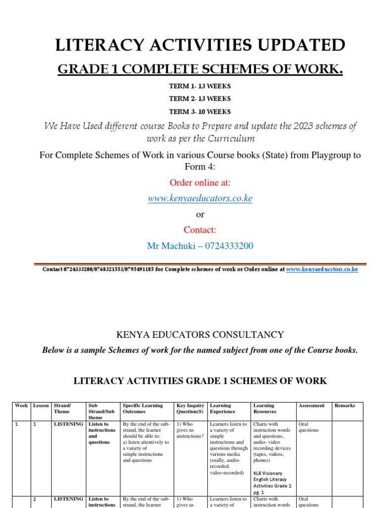 Grade 1 Complete Literacy Schemes | PDF | Syllable | Phonics