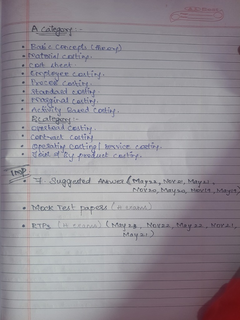 CMA Notes Hariharan Sir | PDF