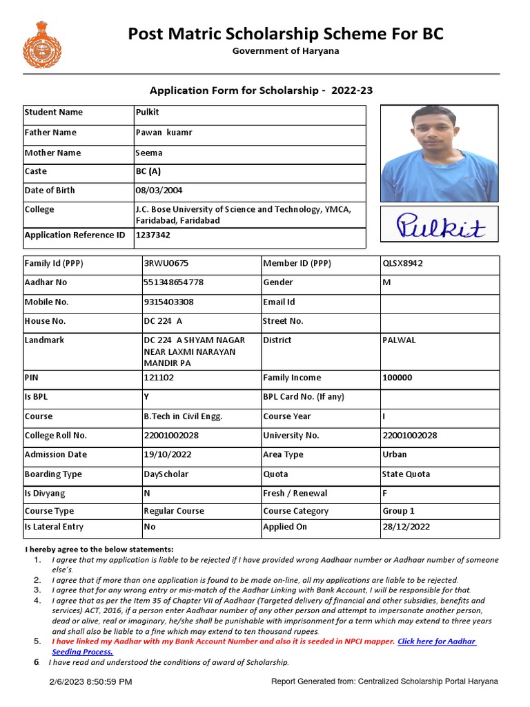 Pulkit ApplicationForm | PDF | Government