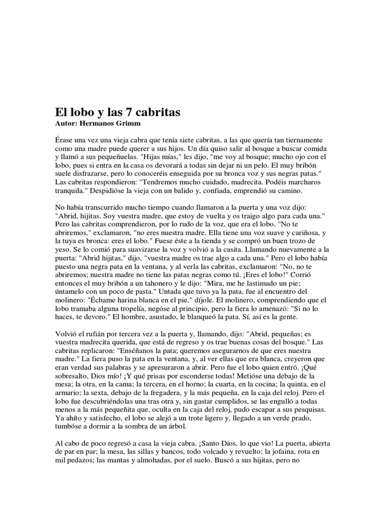 El Lobo Y Las Siete Cabritas Pdf