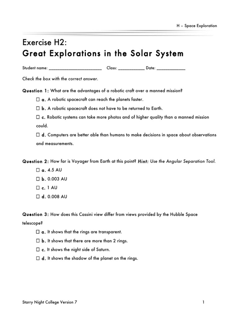 H2 Great Explorations in The Solar System | PDF