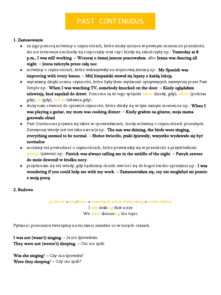 Past Continuous - Teoria | PDF