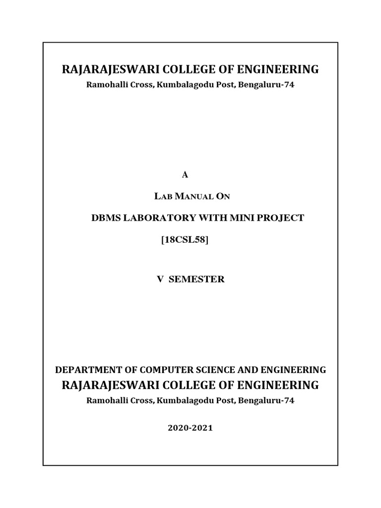DBMS Lab Manual | PDF | Relational Database | Relational Model