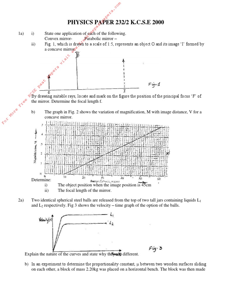 Kcse 2000 Physics Paper 2 | PDF | Gases | Mirror