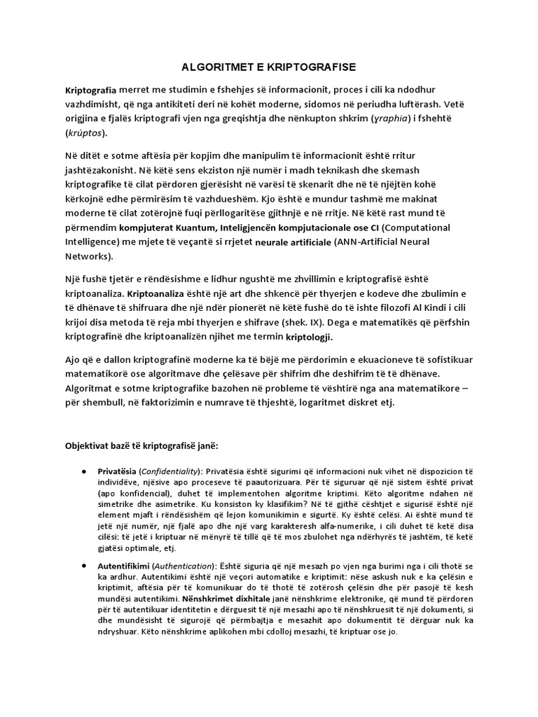 Kriptografia: Algoritmet E Kriptografise | PDF