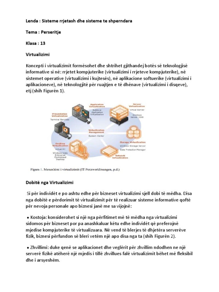 Lenda: Sisteme Rrjetash Dhe Sisteme Te Shperndara Tema: Perseritje Klasa: 13 Virtualizimi | PDF