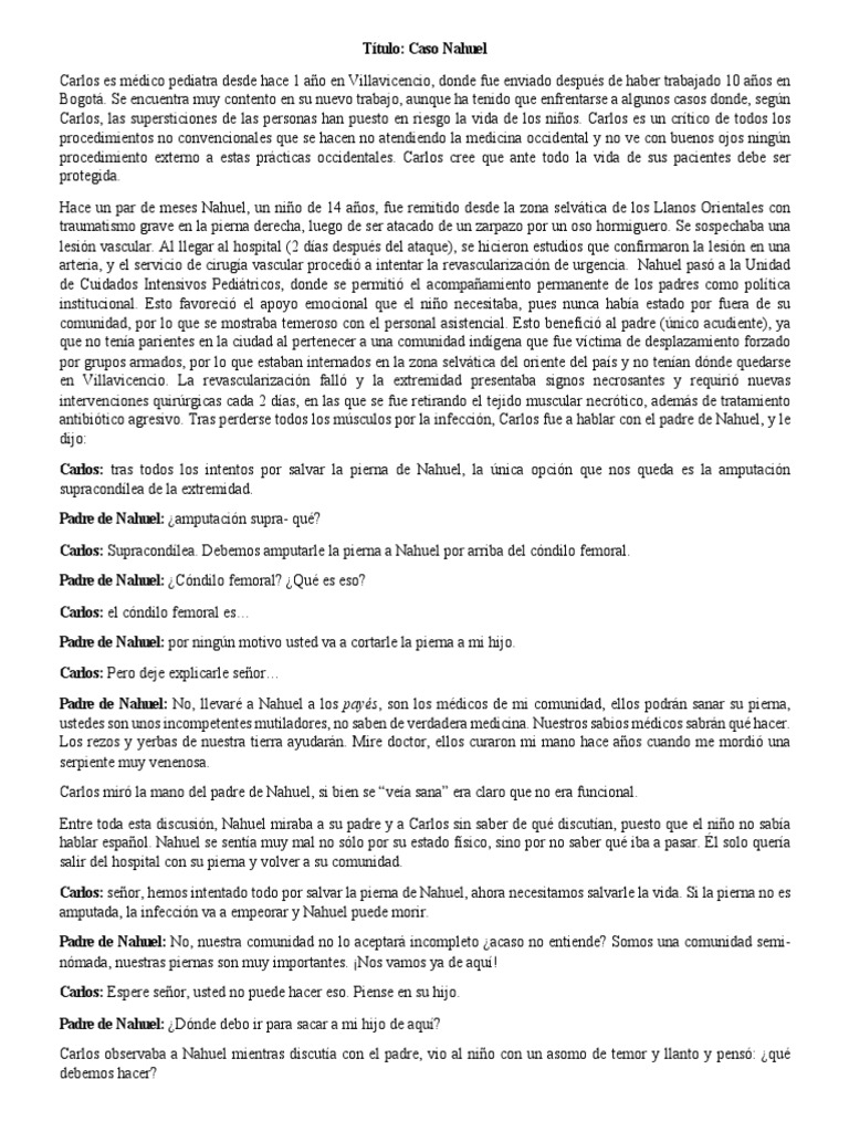 Caso de Nahuel | PDF | Cirugía | Especialidades Medicas