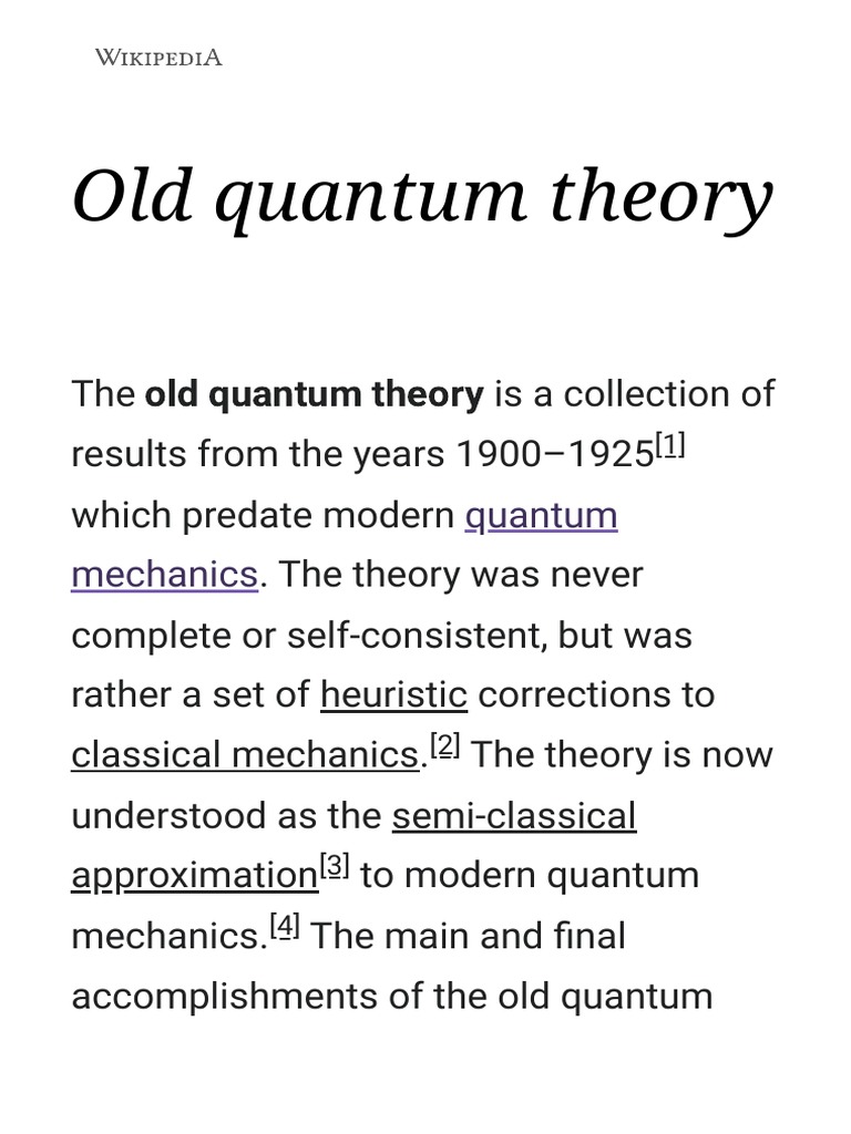 Old Quantum Theory - Wikipedia | PDF | Quantum Mechanics | Temperature