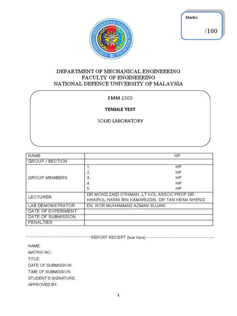 Tensile Test Lab Report | PDF | Strength Of Materials | Ultimate ...