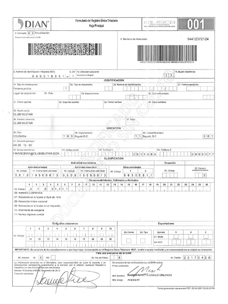 RUT Club Militar | PDF