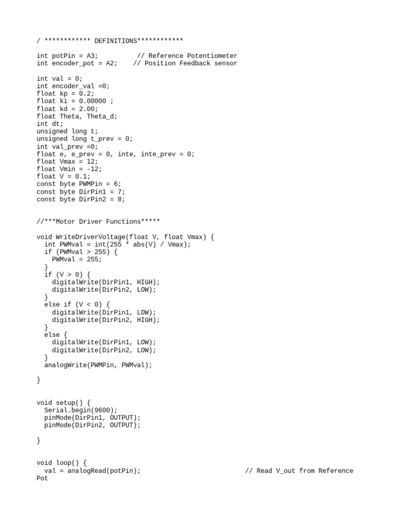 Dc Motor Position Control Pdf