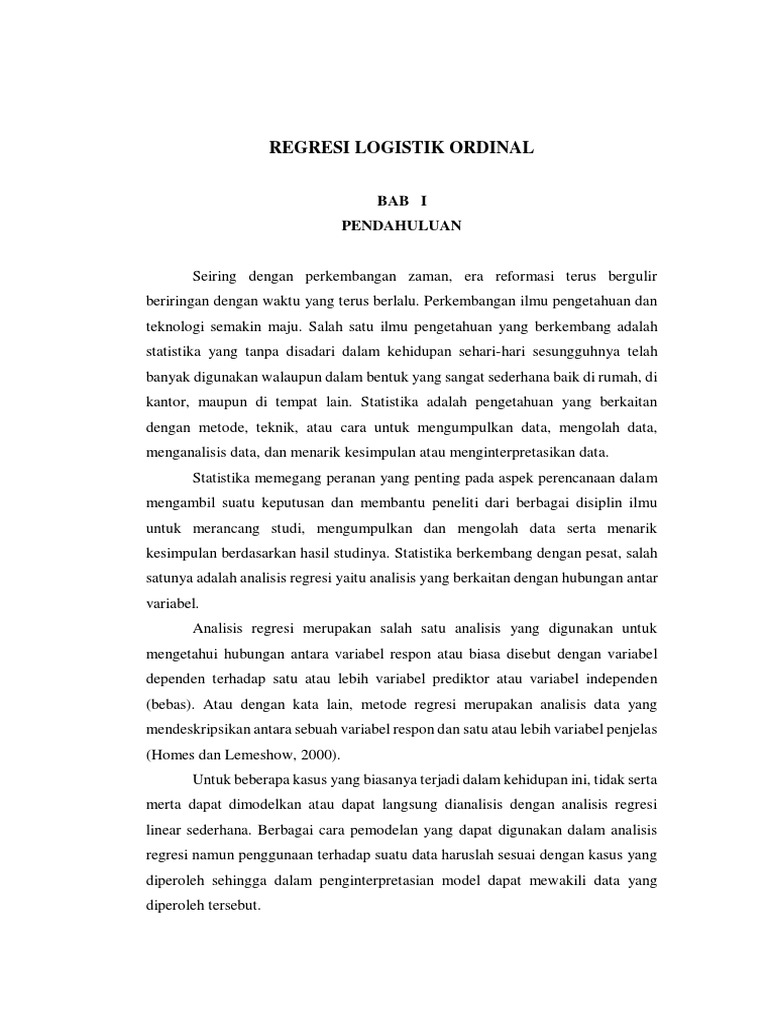 Regresi Logistik Ordinal | PDF