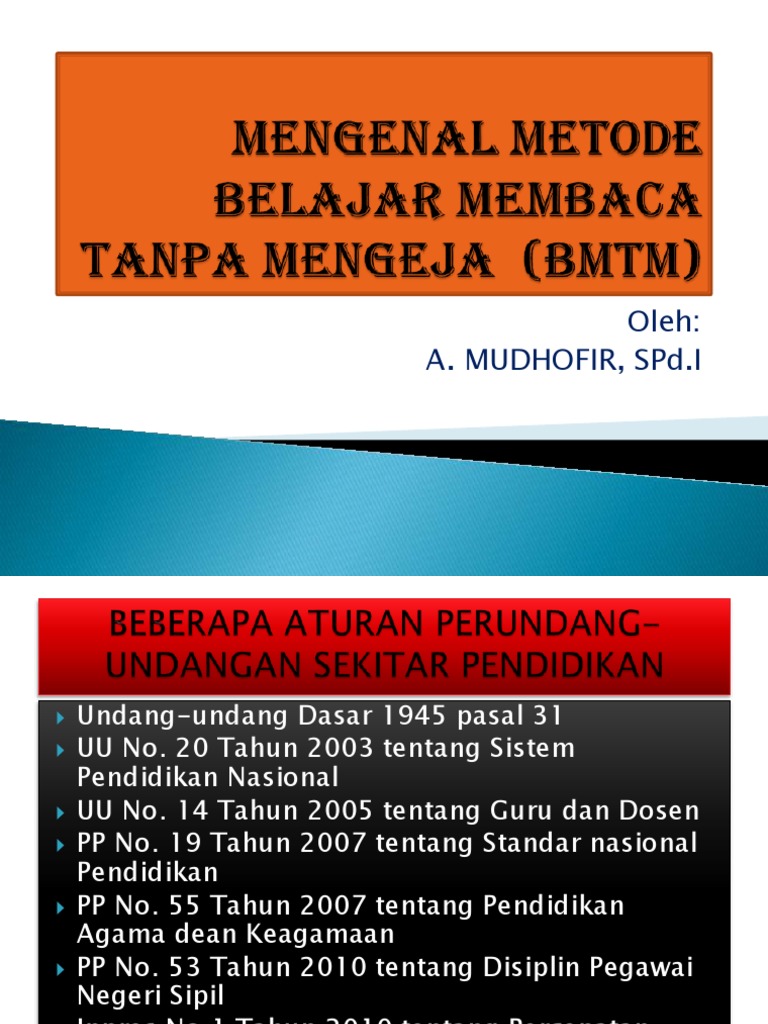 Mengenal Metode Belajar Membaca Tanpa Mengeja BMTM | PDF