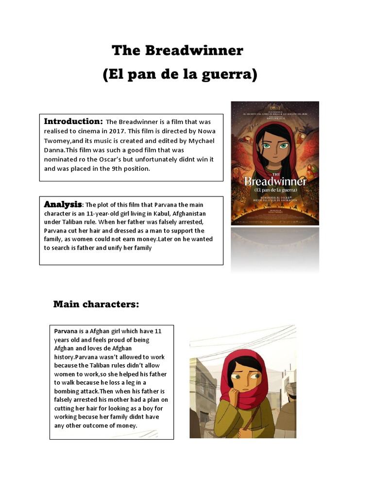 The Breadwinner (El Pan de La Guerra) : Main Characters | PDF | Taliban ...