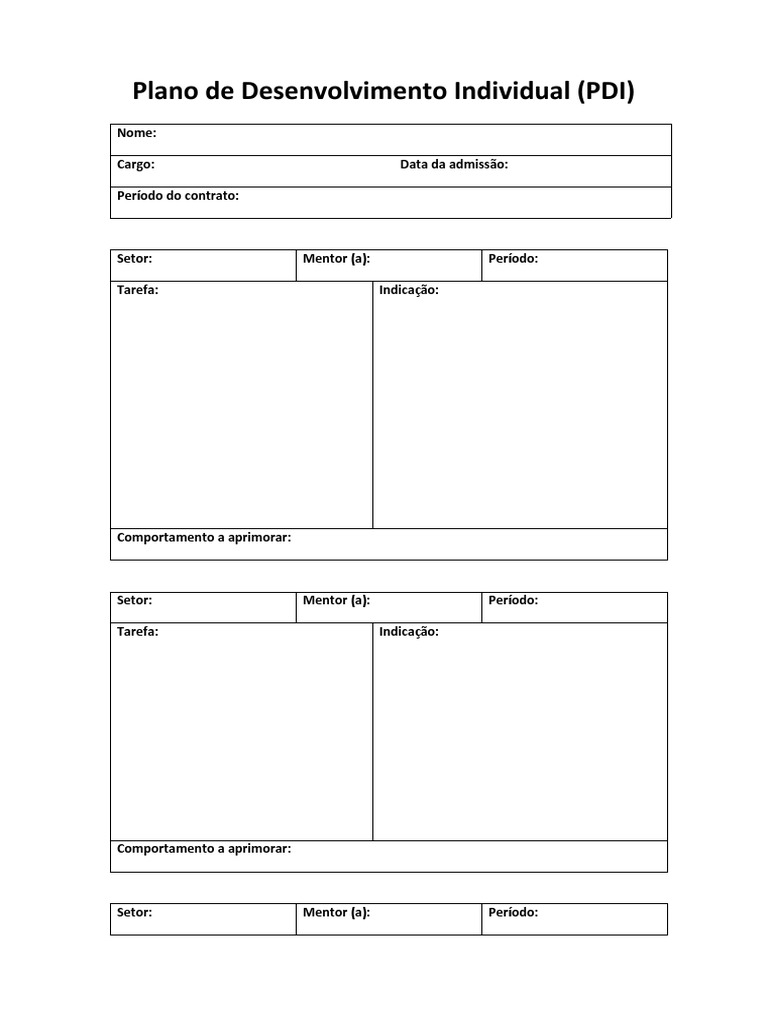 Plano de Desenvolvimento Individual (PDI) | PDF