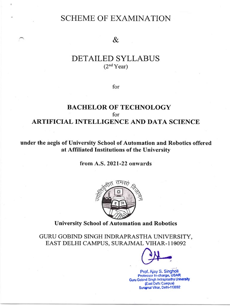 Scheme of Examination and Detailed Syllabus for Bachelor of Technology in Artificial ...