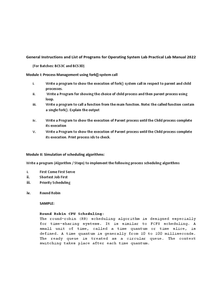 Os Lab | PDF | Scheduling (Computing) | Process (Computing)