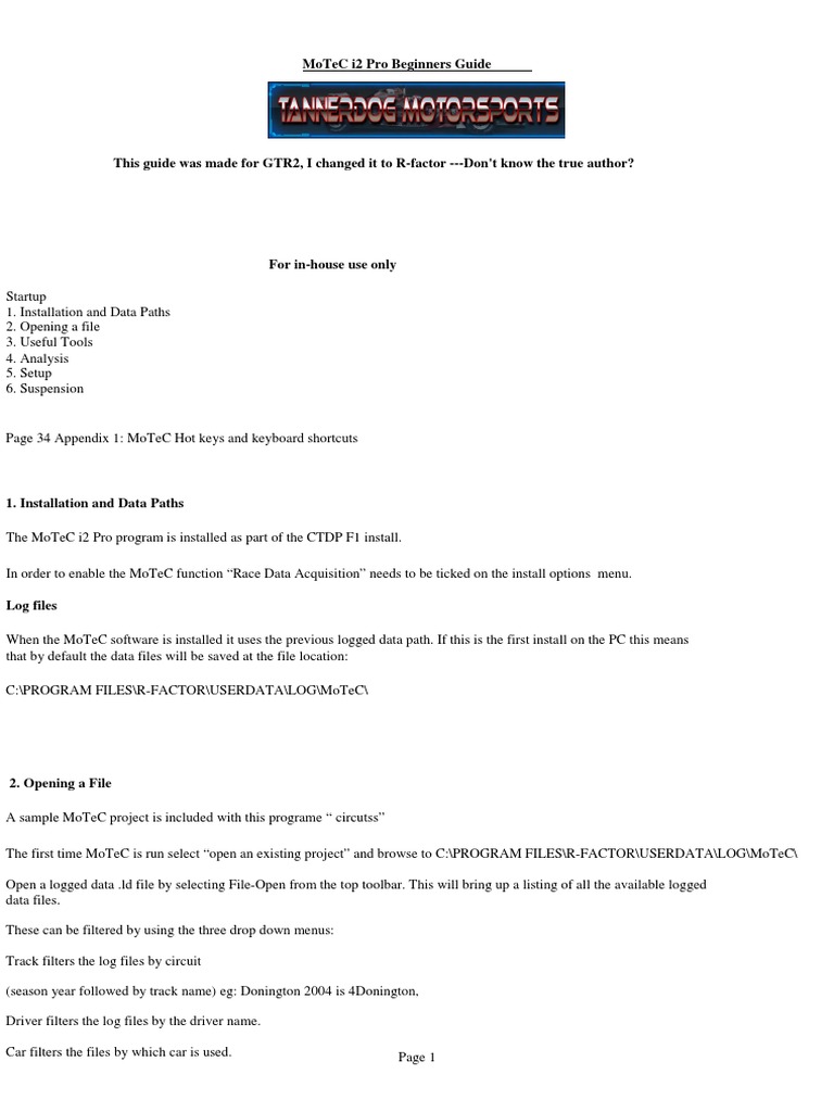 MoTeC i2 Pro Guide for R-Factor Users | PDF | Cursor (User Interface ...
