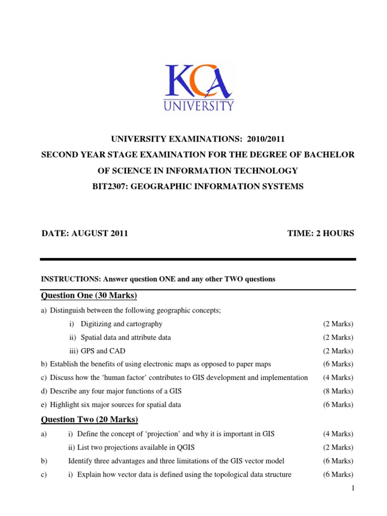 Examination Questions on Geographic Information Systems: Addressing Concepts of GIS Data ...