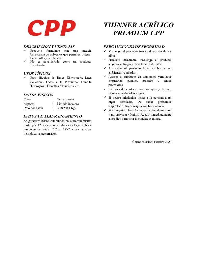 Thinner Acrilico Ficha Tecnica | PDF