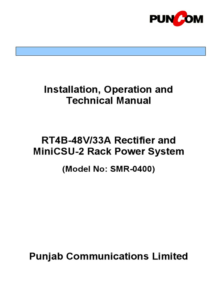 PUNCOM Rectifier Installation Manual | PDF | Rectifier | Direct Current