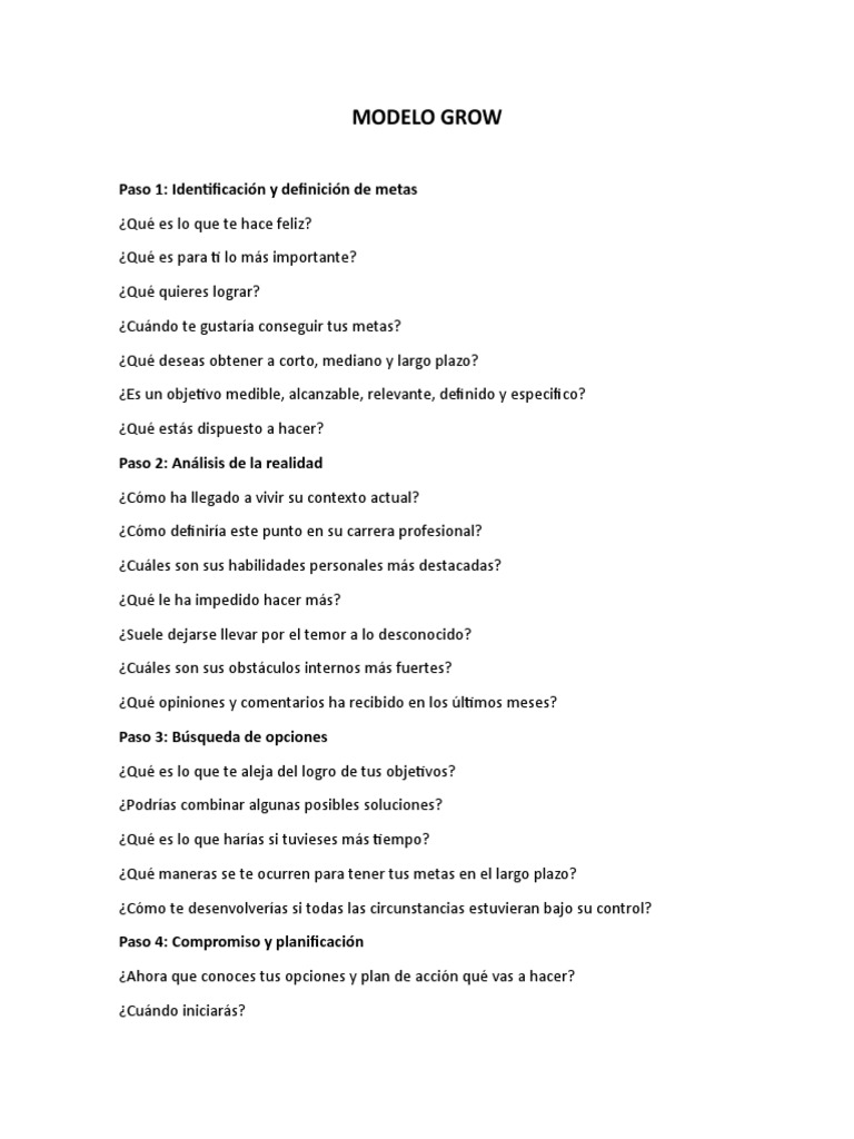 Ejemplos de Los Modelos Grow Smart y | PDF | Toma de decisiones