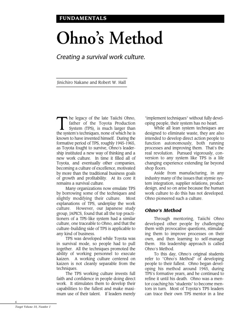 Ohno's Method - The Origins of The Toyota Production System | PDF ...