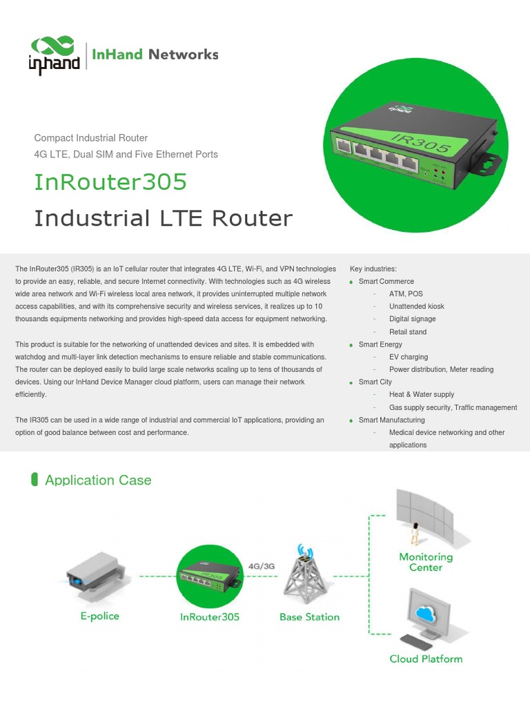 Inrouter305 Prdt Spec V1 0 April 2021 Inhand Networks Pdf