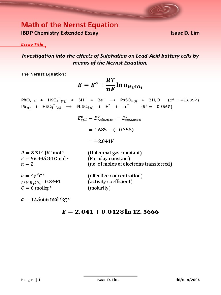 Math of The Nernst Equation | PDF