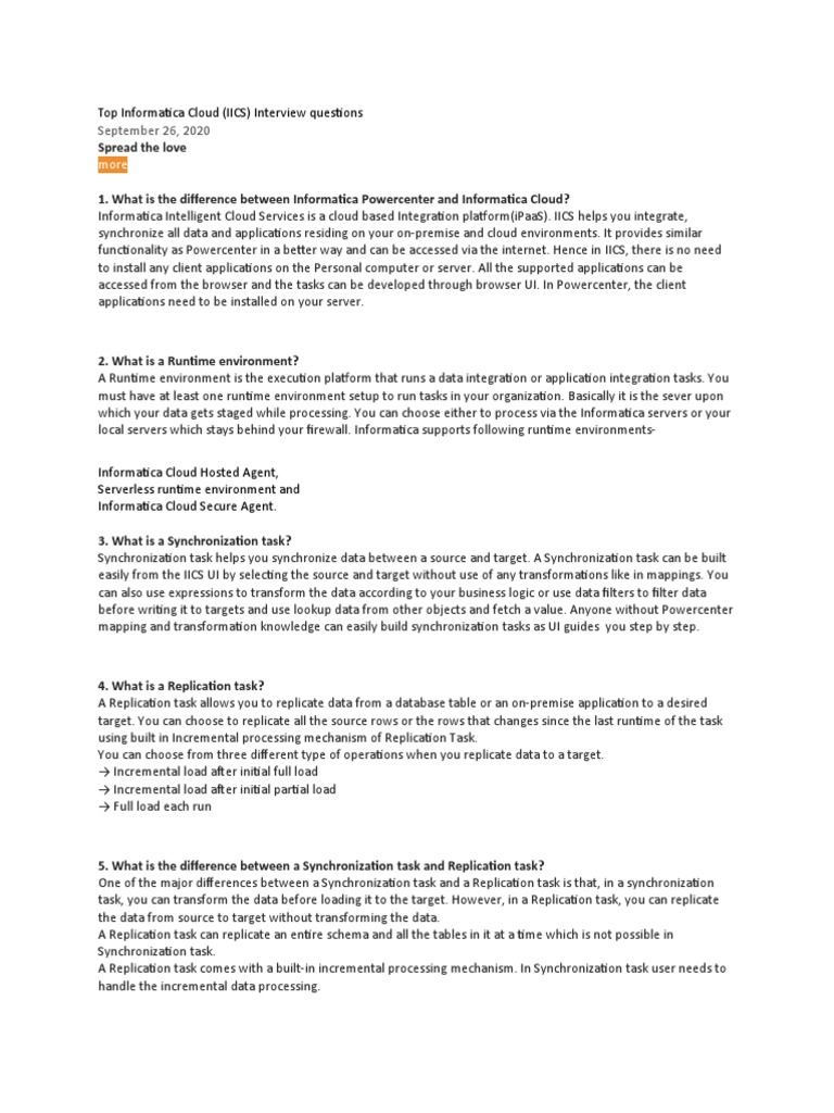 Informatica IICS Interview Questions | PDF | Parameter (Computer Programming) | Databases
