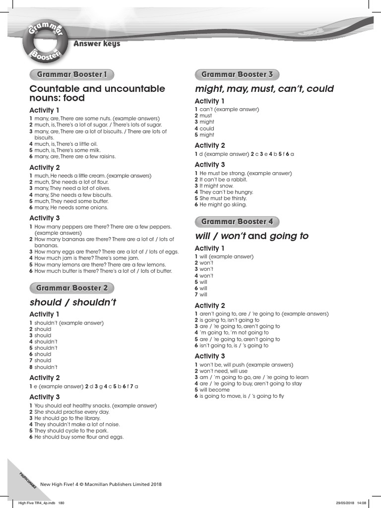NHF L4 Grammar Boosters Answer Key | PDF | Home | Eating Behaviors Of Humans