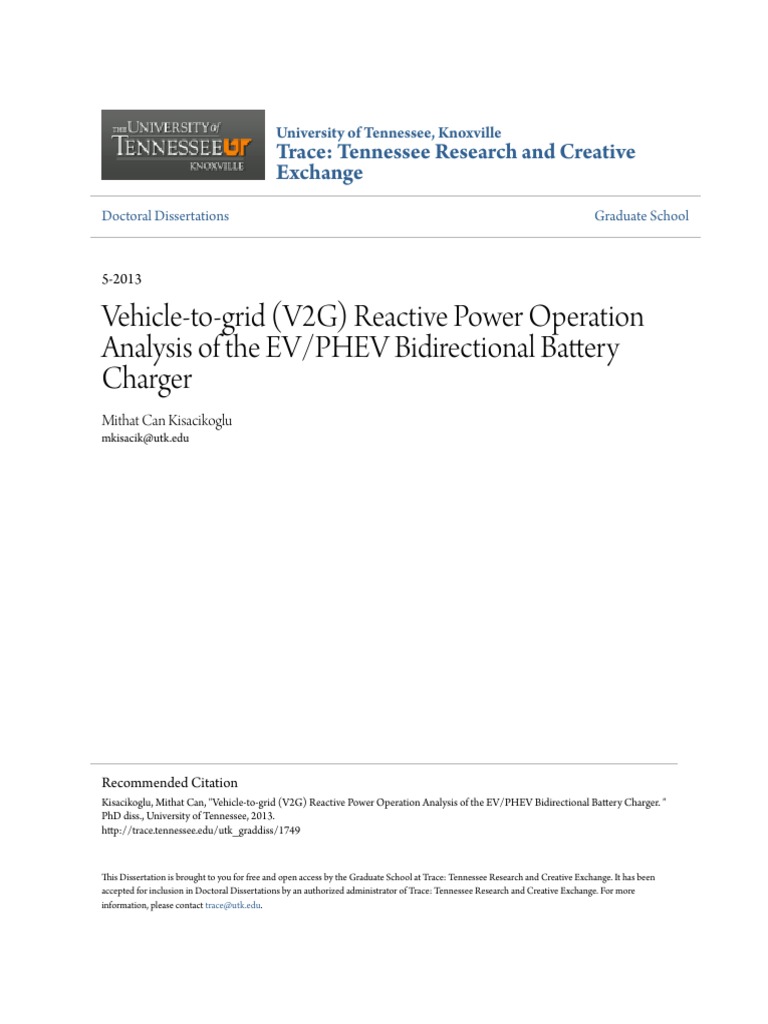 Vehicle-To-Grid (V2G) Reactive Power Operation Analysis of The EV | PDF | Plug In Hybrid ...
