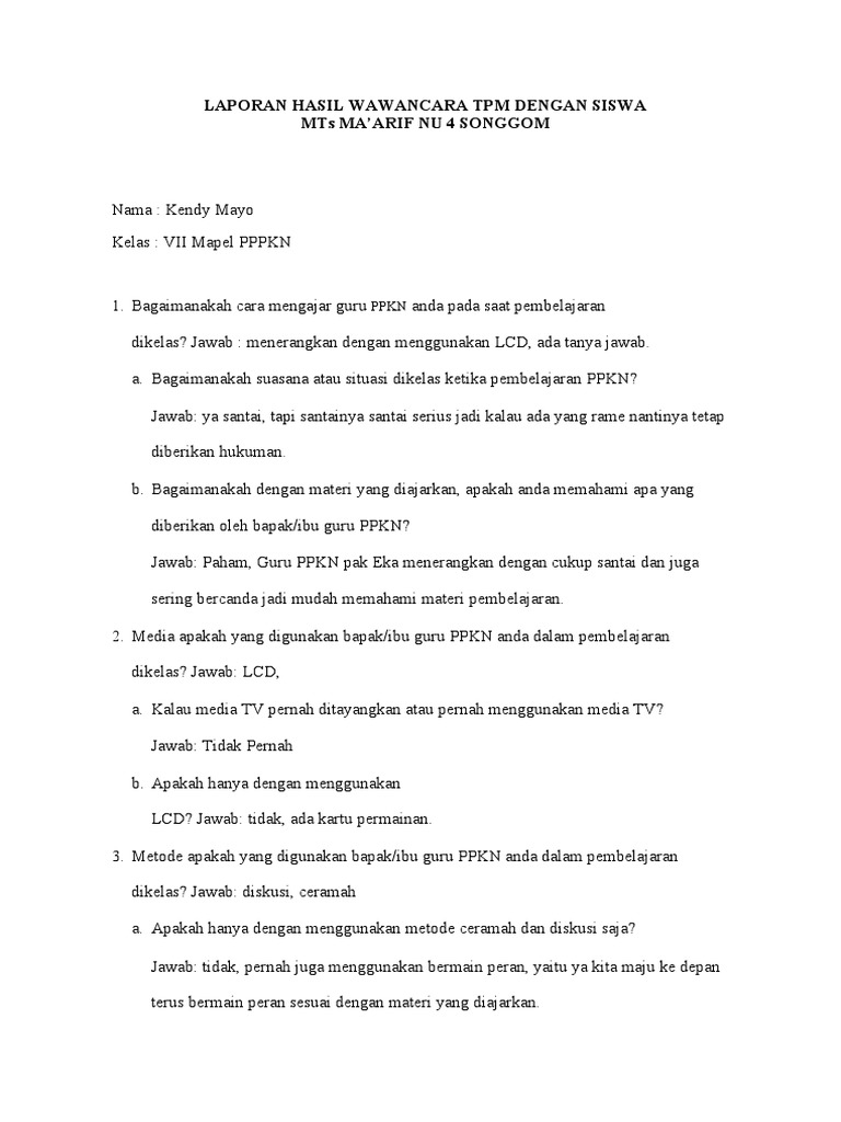 C2.2 Wawancara TPM Dengan Siswa | PDF