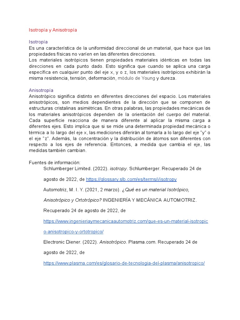 Isotropía y Anisotropía | PDF