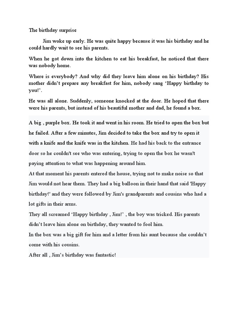 The Birthday Surprise | PDF