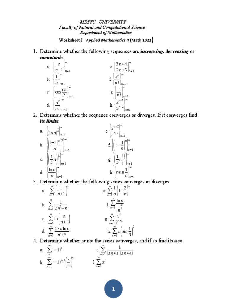 Worksheet I | Download Free PDF | Monotonic Function | Functional Analysis